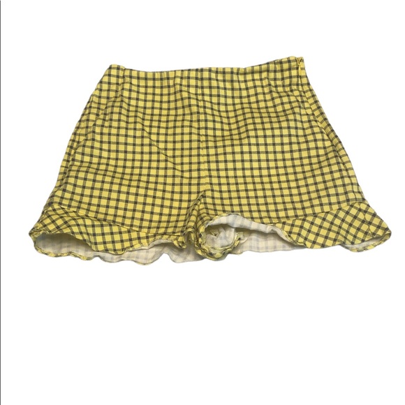 Zara | Shorts | Zara Mini Shorts Yellow Checkered With Peplum Edge ...